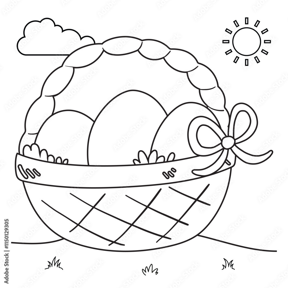 Outline coloring page for kids: Easter spring coloring page. Cute ...