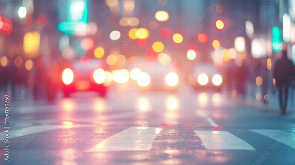 City crosswalks pedestrians in motion at urban intersections with ...