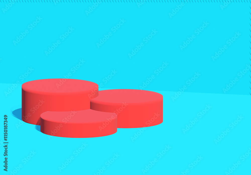 Red Podium display Empty room interior product ocean background design ...