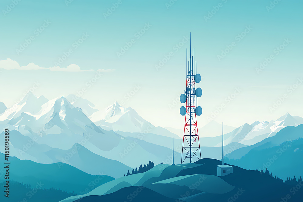 A realistic 3D render of a telecommunication base station receiver ...