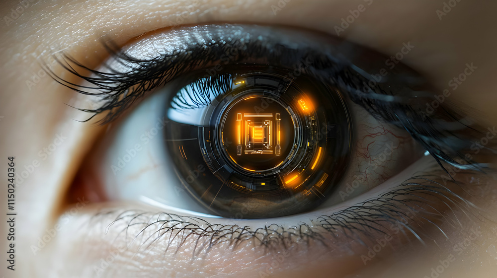 Macro Image of Human Eye with Robotic Lens Implant Showcasing Enhanced ...