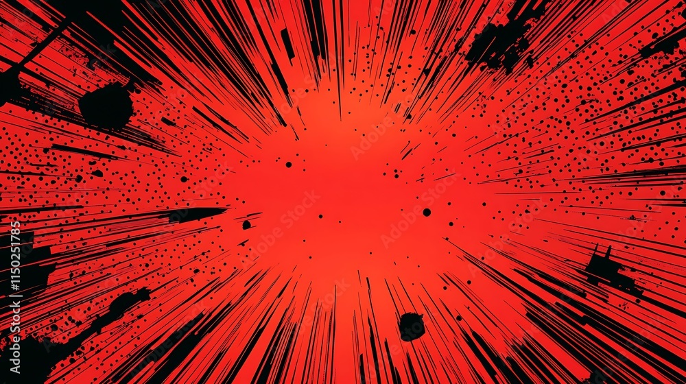 An abstract red comic zoom background design featuring vibrant ...
