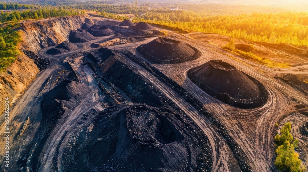 Piles of Extracted Rare Earth Minerals from Mining Activities. Concept ...