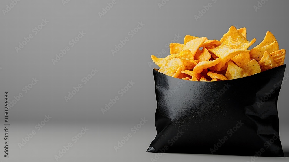 Mock-up of a modern food packaging design for snacks, featuring a sleek ...