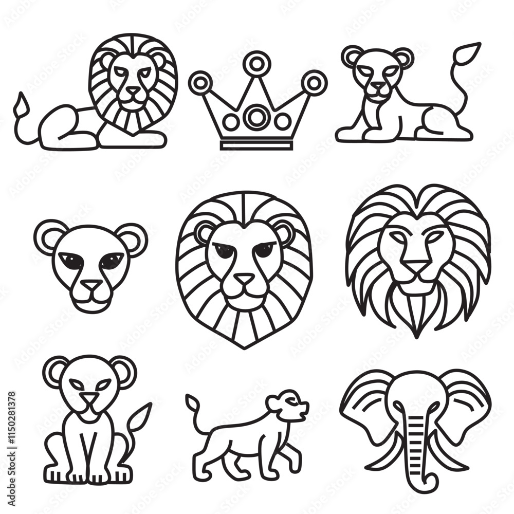 set of African Safari animals vector icon. savanna animal elements ...