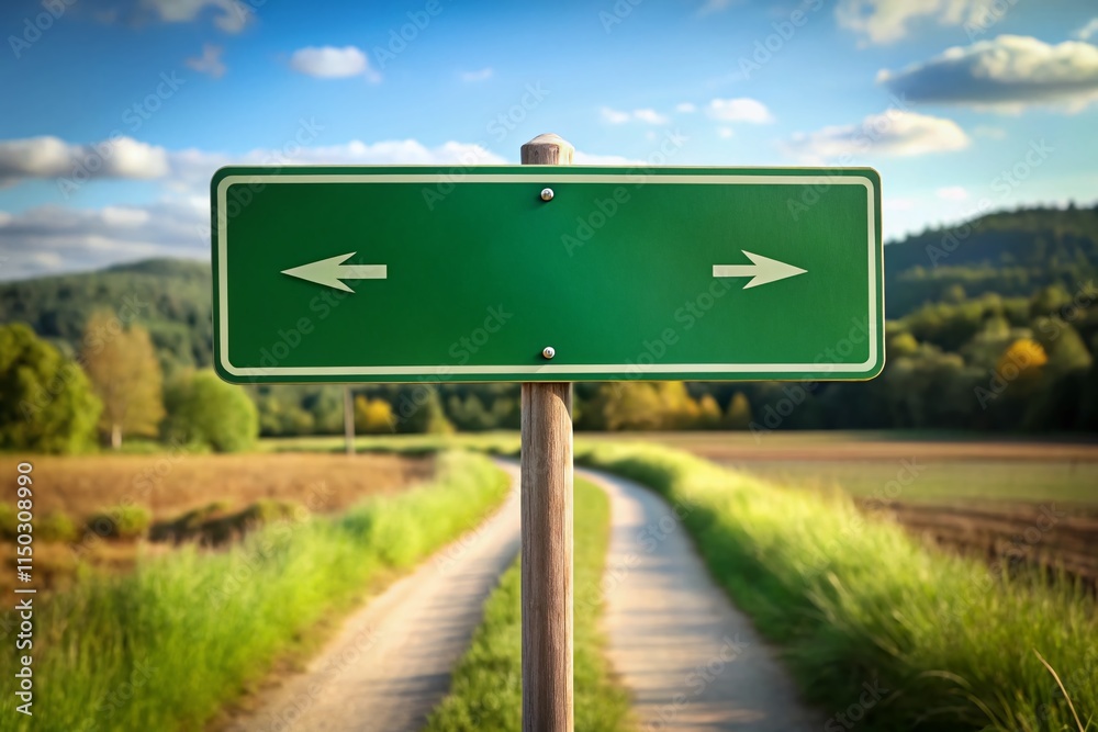 Blank Green Directional Road Sign, Two-Way Arrow, Mockup, Isolated ...