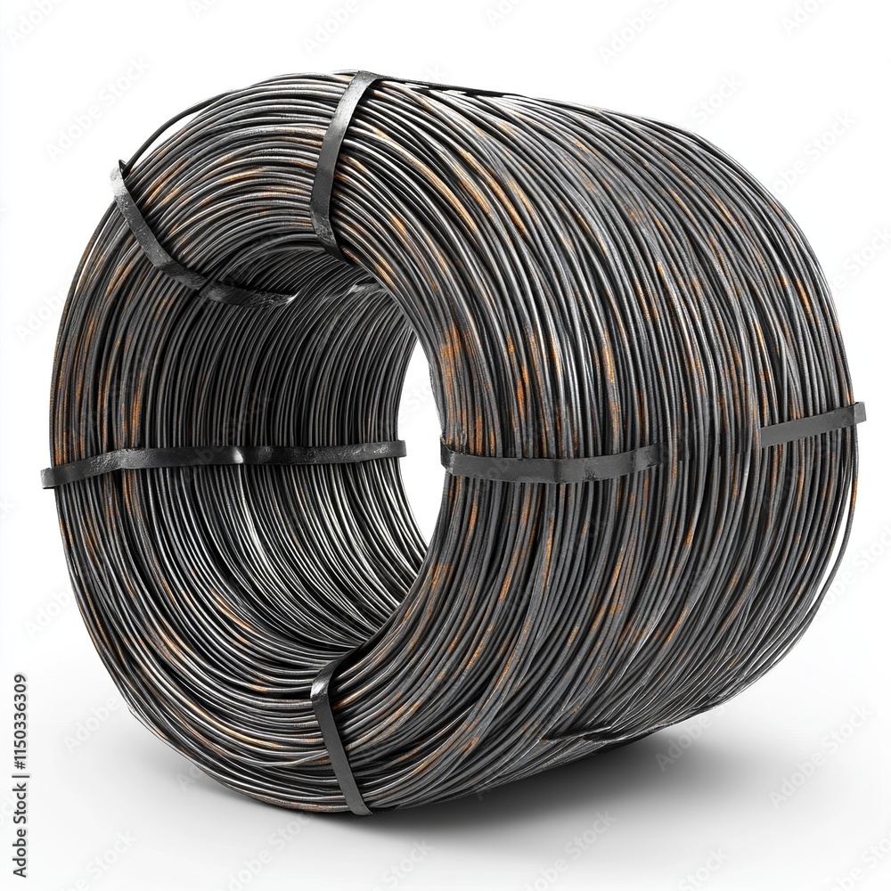 Coiled steel wire for construction projects. Stock Illustration | Adobe ...