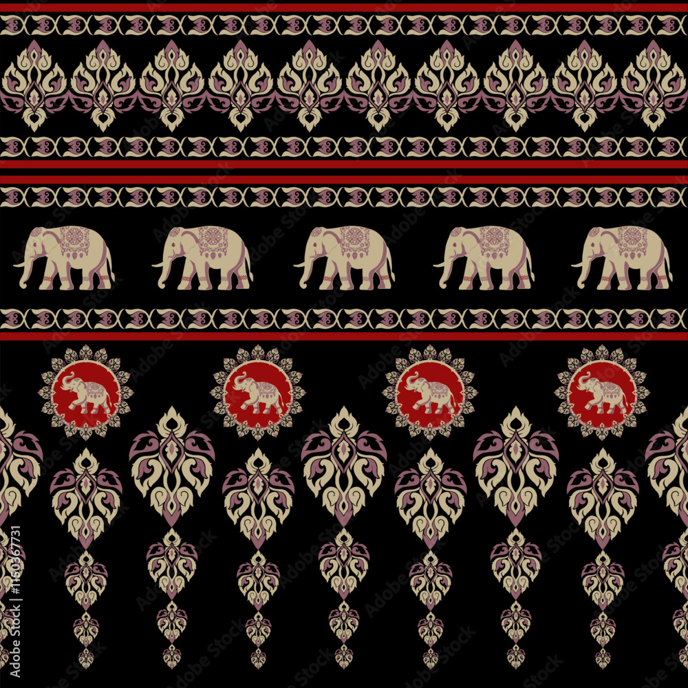 elephants pattern, mandala Beautiful Thailand,thai pattern,seamless ...