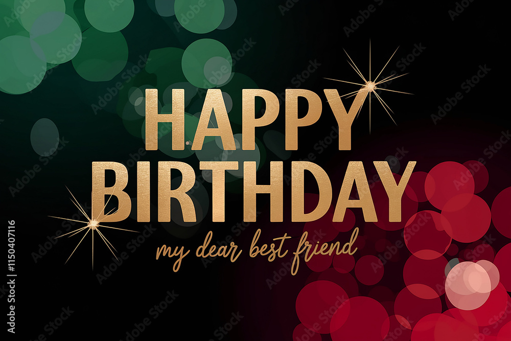 "Happy Birthday to my Dear" in sleek gold letters, with "best friend ...