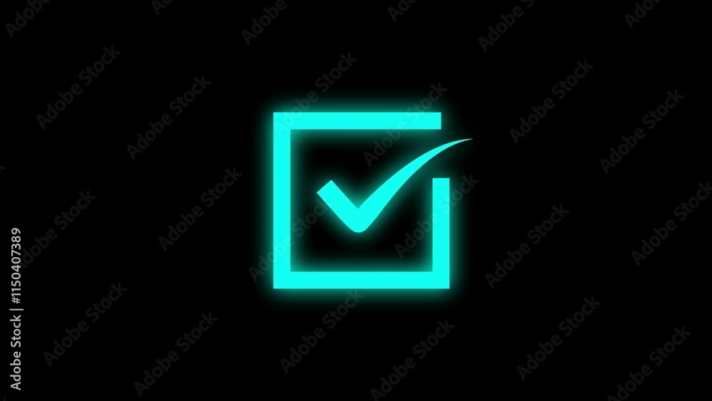 Glowing check mark illustrations icon. Tick finishing confirm yes ...