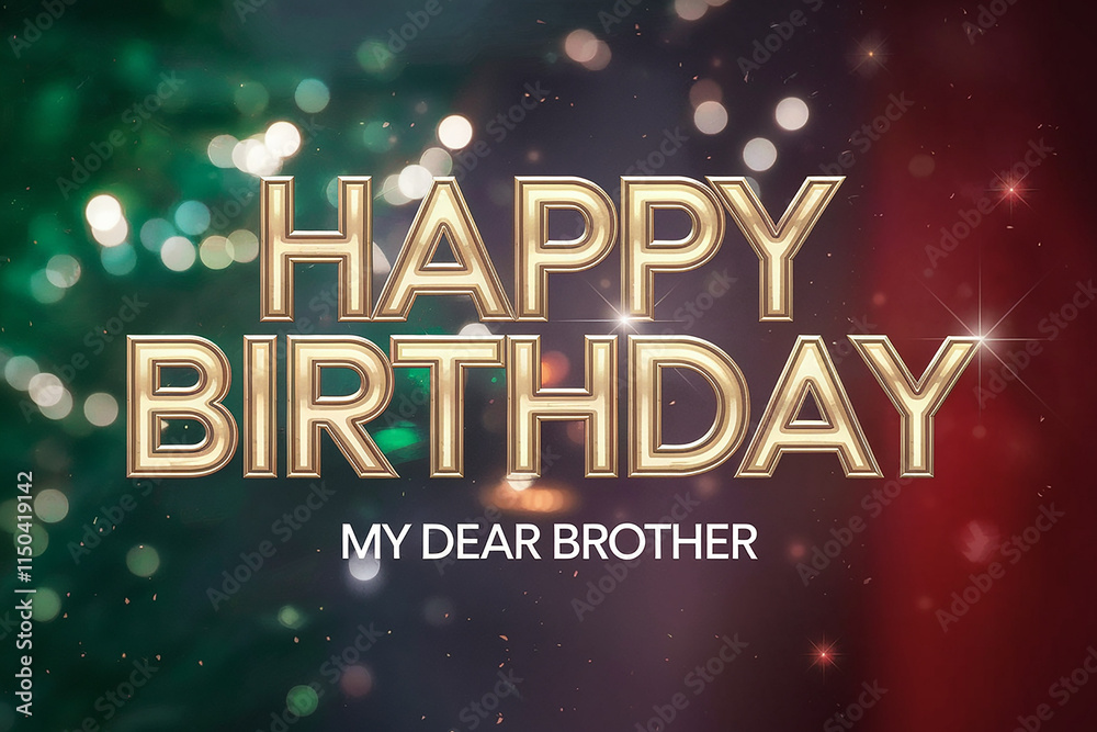 "Happy Birthday my Dear Brother" in sleek gold letters, with "my Dear ...
