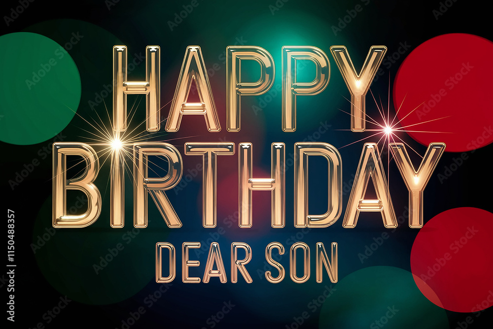 Happy Birthday To DEAR SON in sleek gold letters, with "DEAR SON" in ...