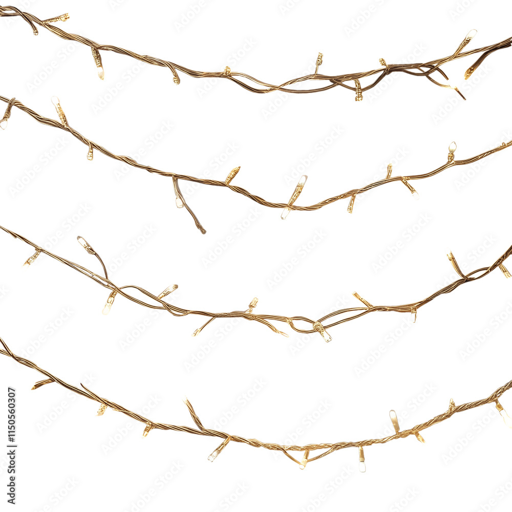 glowing fairy light chains christmas on transparent background. Stock ...