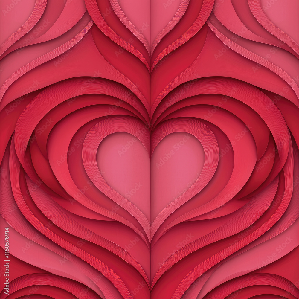 Seamless pink heart pattern with soft gradients, creating romantic and ...