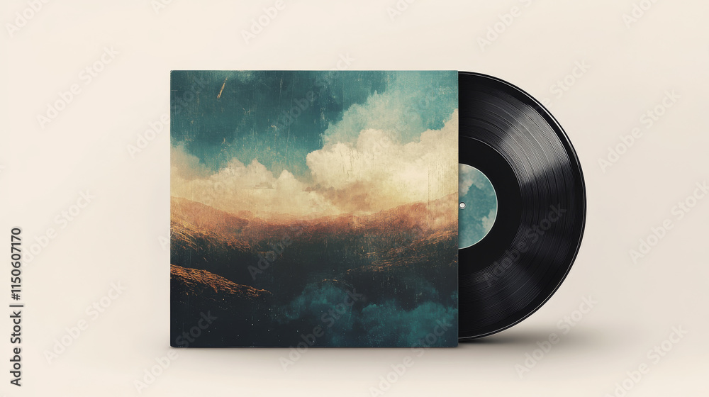 Vinyl cd album cover overlay for music record on black background ...