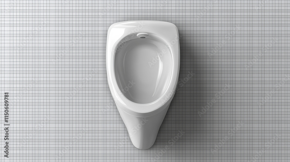Ceramic wall urinal in male toilet front and side view. Equipment for ...