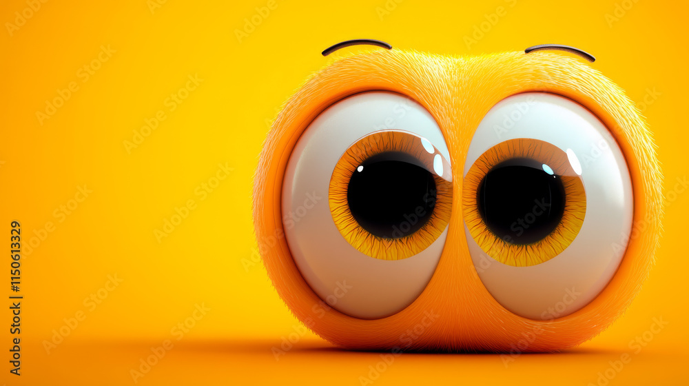 Vibrant 3D googly eyes with bright yellow lids. Oversized playful ...
