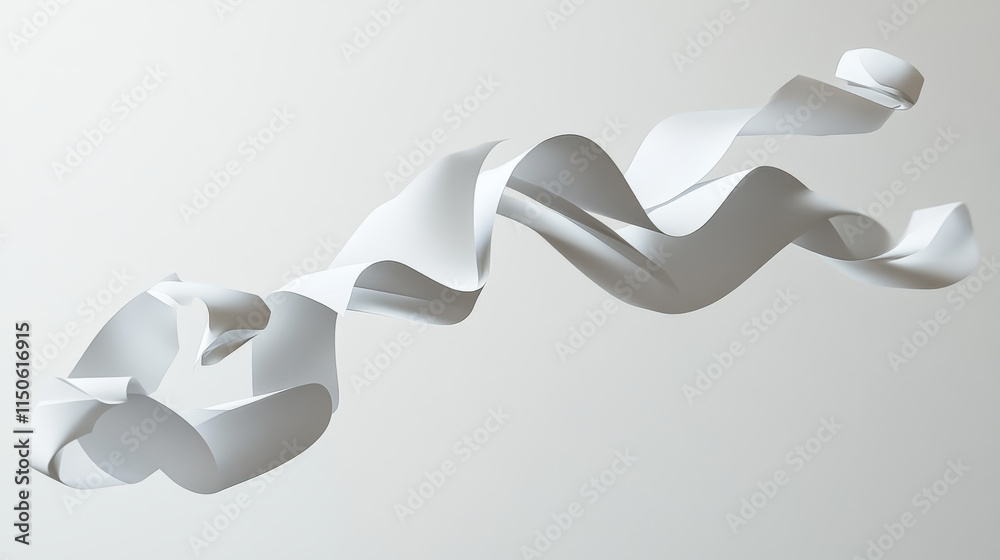 Flying curled paper sheet with shadow. Realistic 3d vector illustration ...