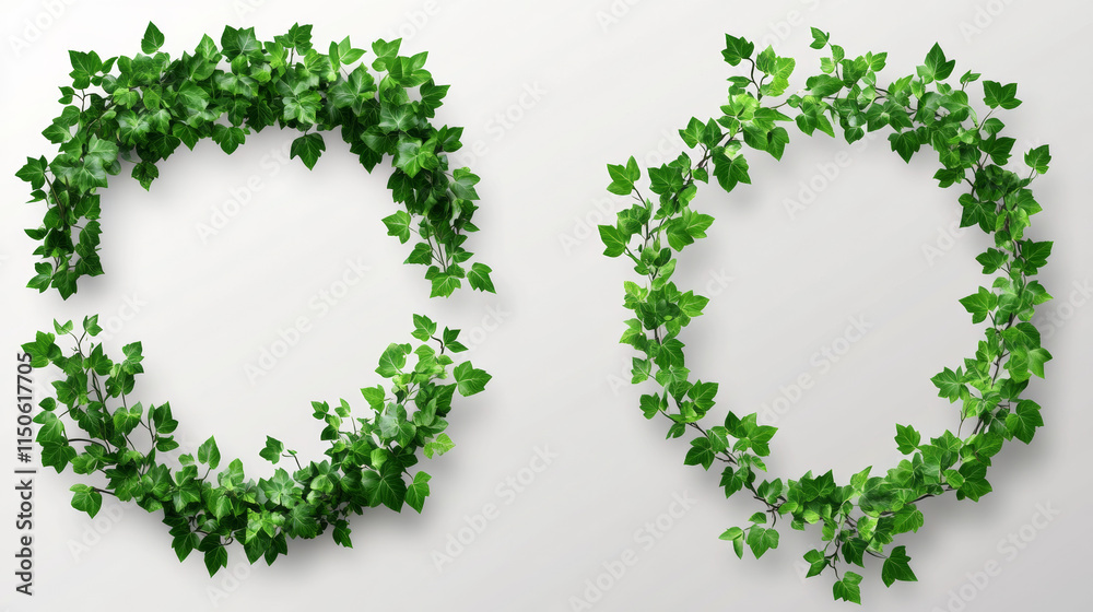 Ivy frames, climbing vine with green leaves of creeper plant ...