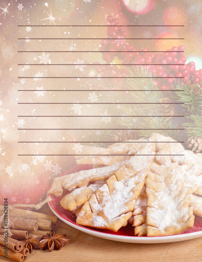 Christmas holiday recipe template for bakery with handmade cookies ...