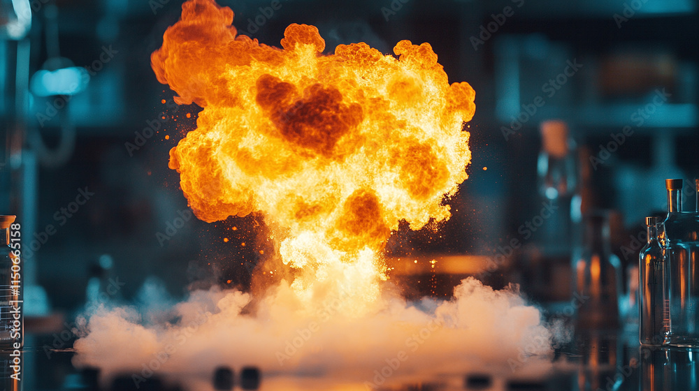 Laboratory experiment, a dangerous fire explosion as a toxic chemical ...