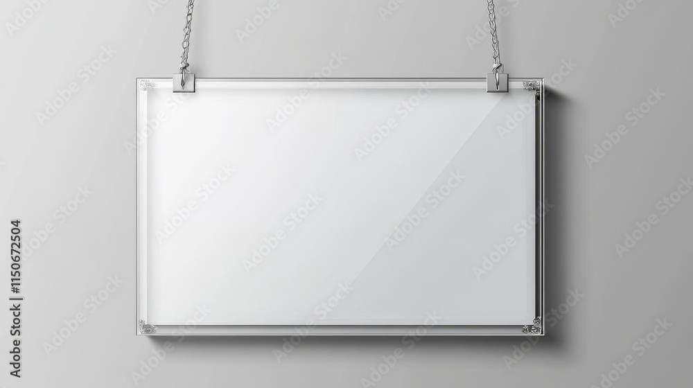 Acrylic poster, blank glass frame hang on wall isolated on transparent ...