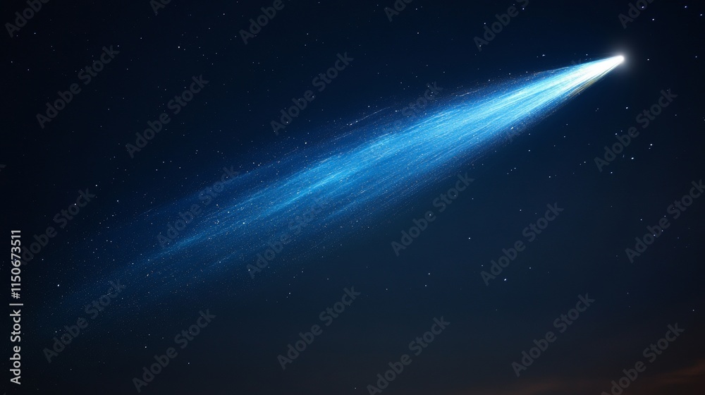 Shooting star arc light with magic neon curve. Glitter flare arch line ...