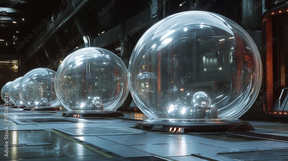 Bubble shields, protection force fields. Vector realistic set of safety ...