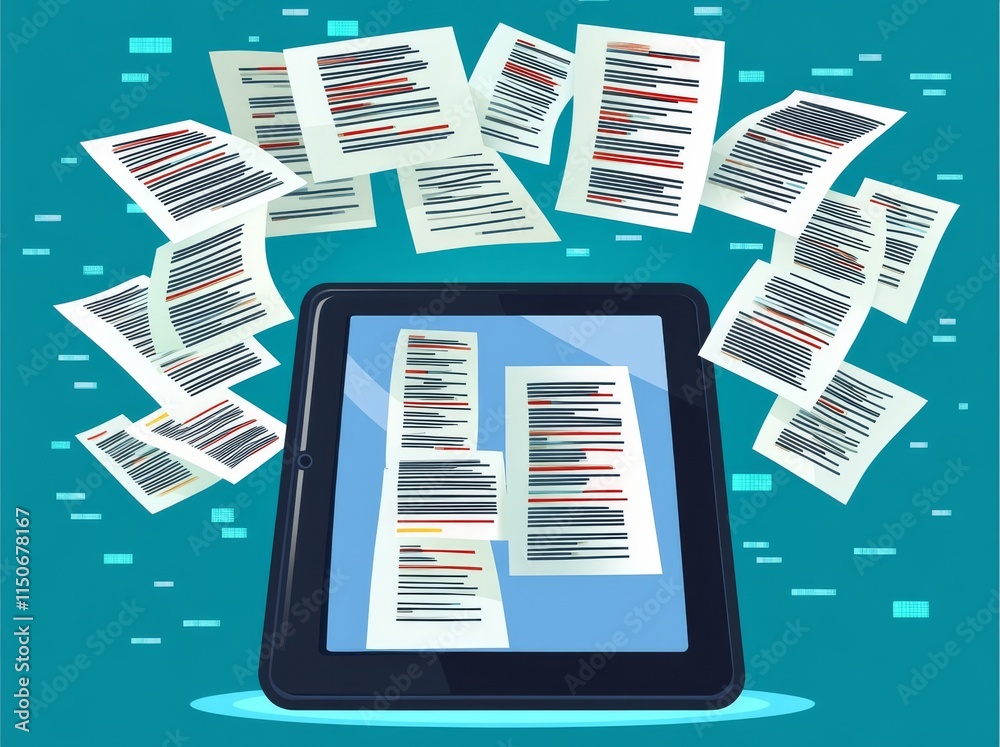 Envision a white paperless tablet named "Fly into New Tablet Pro" that ...