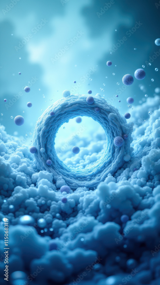 Semaglutide molecular structure with a surrounding field of floating ...