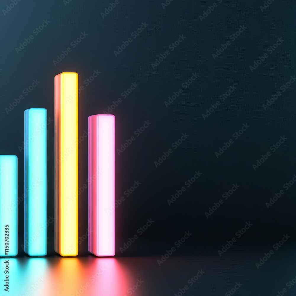AI adoption growth visualized as a glowing bar chart, digital growth ...