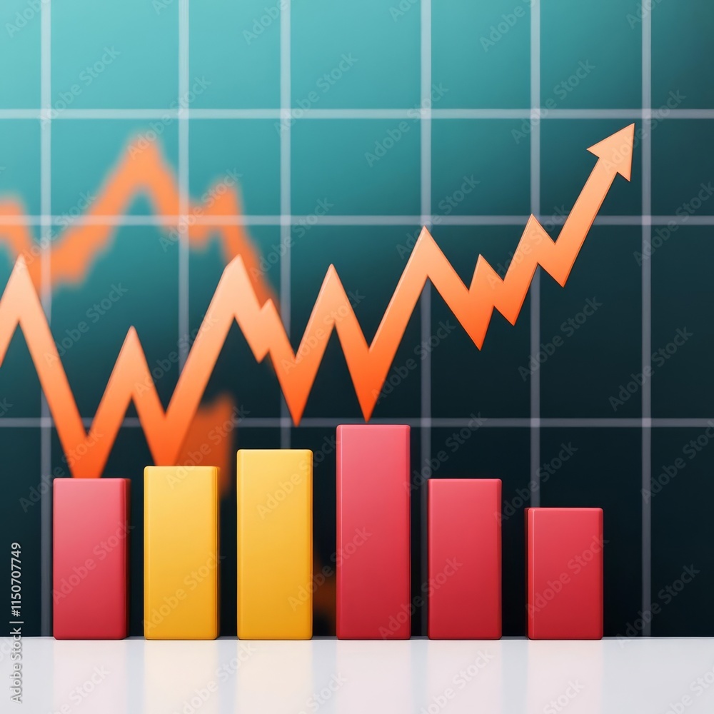 Stock market growth trends visualized on a multi-screen setup, digital ...