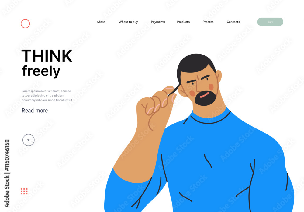 Thinking people, modern flat vector concept illustration- man standing ...