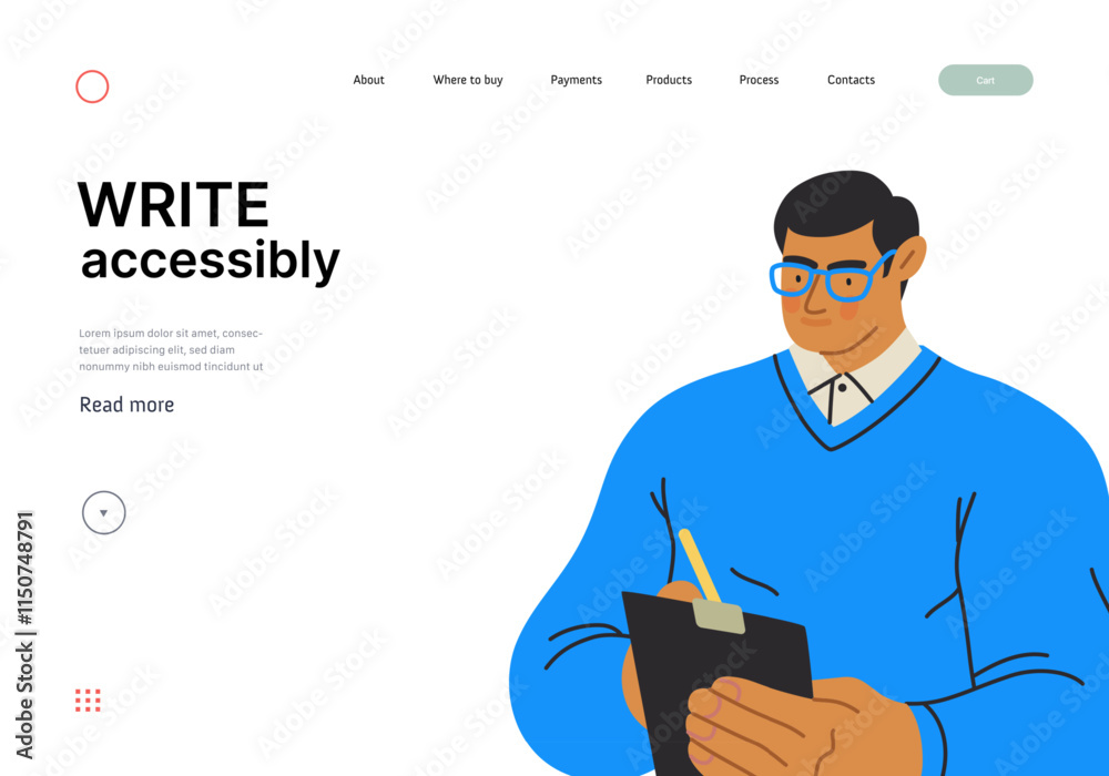 Writing people, modern flat vector concept illustration- standing man ...