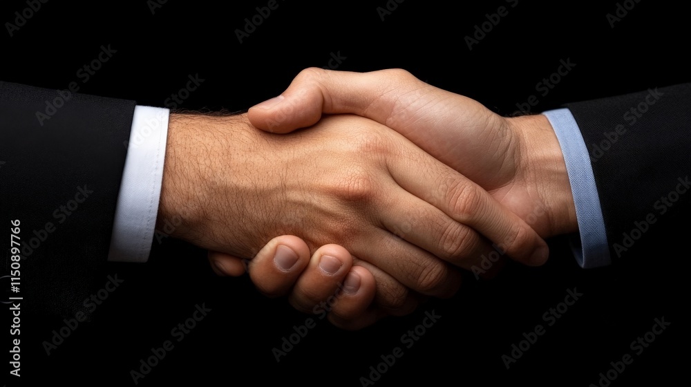 Sealed Deal: A powerful close-up shot of two hands clasped in a firm ...