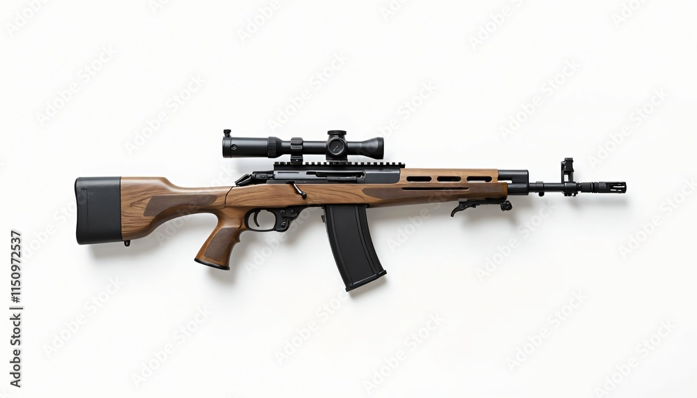 T5000 Sniper Rifle with Scope Wooden Stock Top View Stock Illustration ...