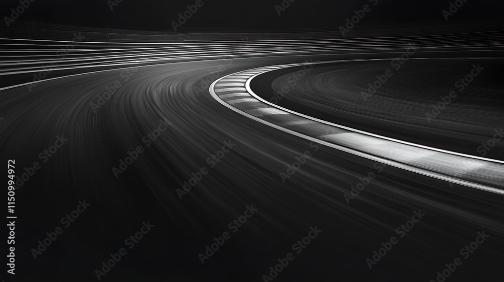 Fast race track curve at night, motion blur. Stock Illustration | Adobe ...