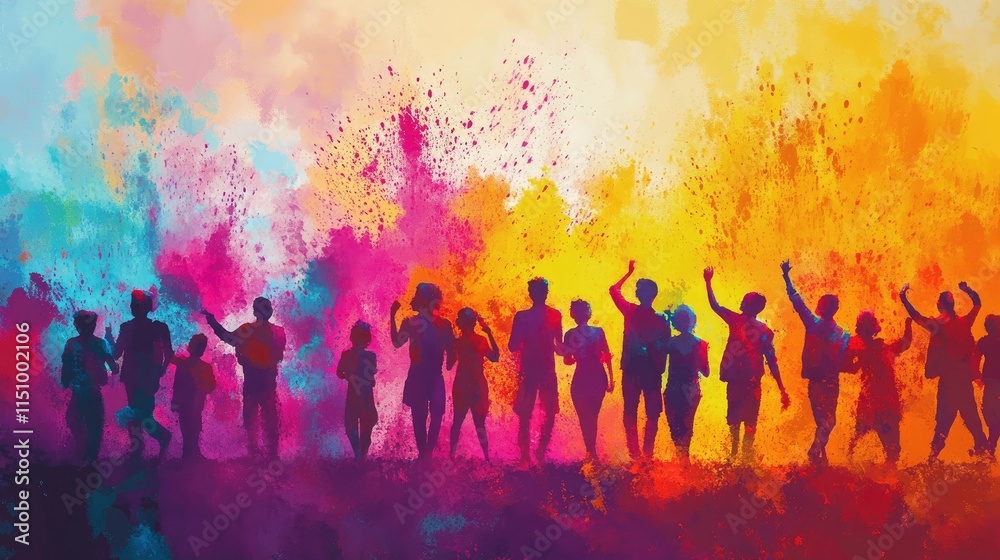 Holi Indian Festival of colors celebration banner background. People ...