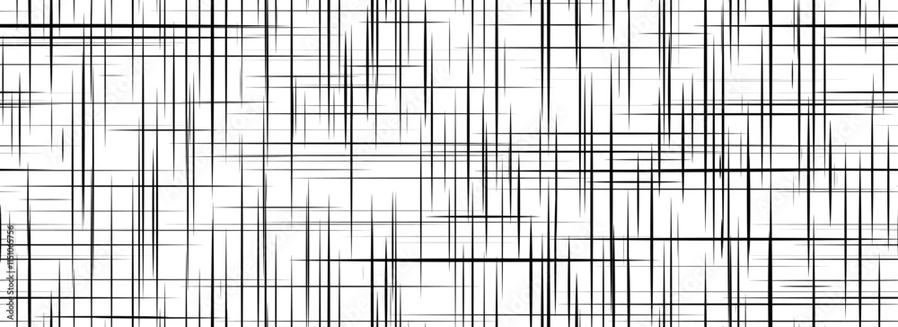 Black cross hatch seamless texture. Straight line repeated pattern surface. Rough sackcloth ...