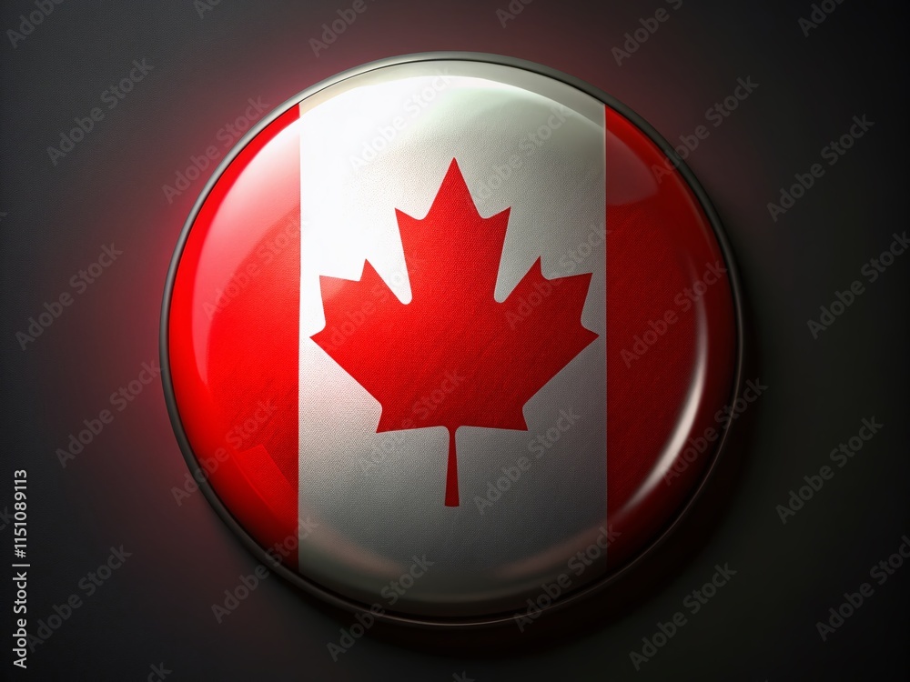 Canada Flag Button Low Light Photography, Canadian Button, National Symbol, Dark, Night, Close ...