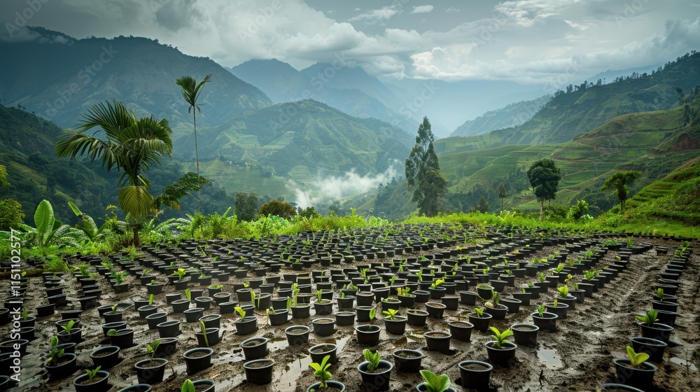Reforestation Efforts: Planting diverse tree species in deforested ...