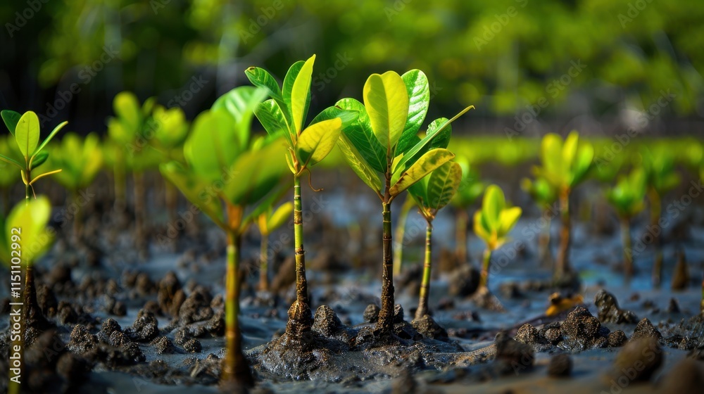 Mangrove Restoration: Replanting mangroves along coastal regions protects against erosion ...