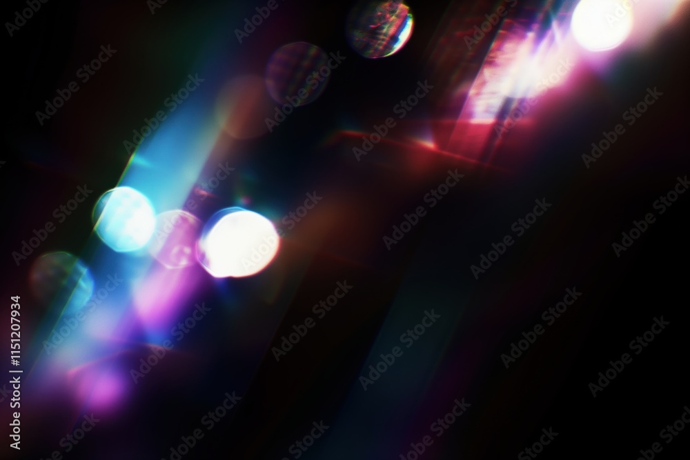 Prism light reflections on black background. Blurred geometric shapes ...
