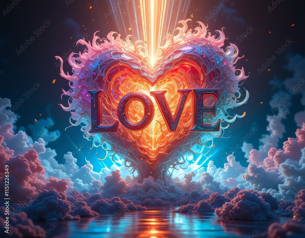 Una majestuosa y etérea escultura 3D de la palabra LLOVE, 'AMOR ...