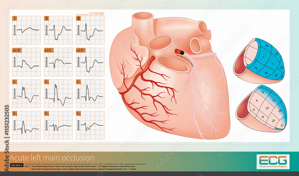 When acute left main artery occlusion causes ST segment elevation myocardial infarction, it is ...