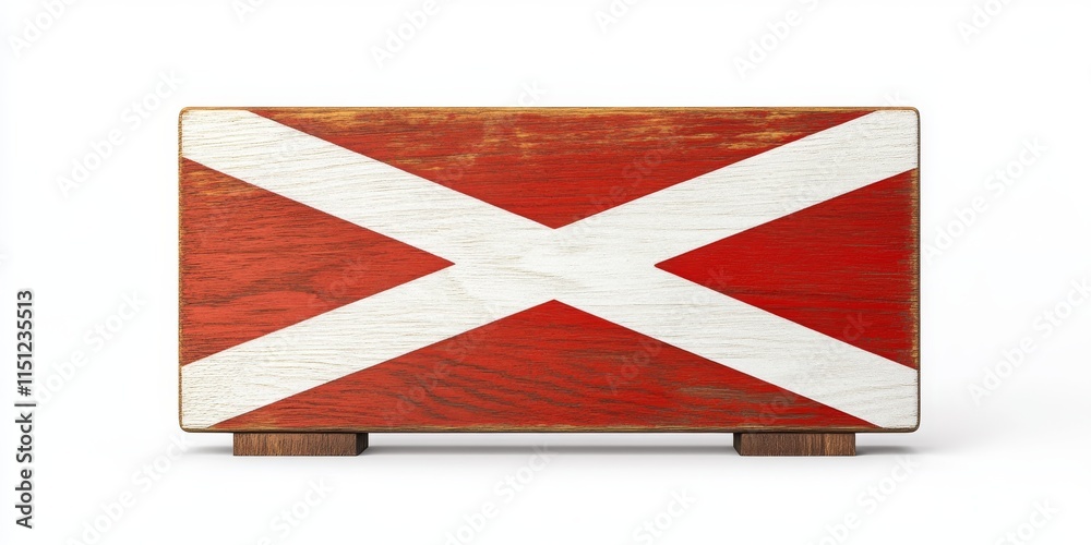 Manx flag displayed as a small wooden table flag, showcasing the design ...