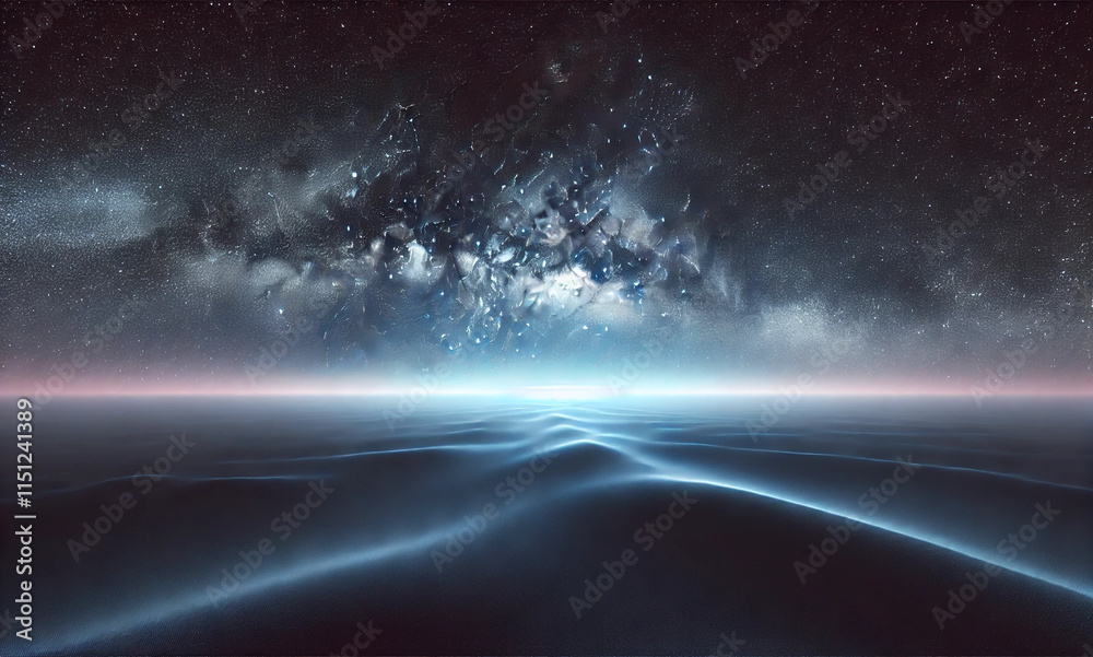 Celestial Starry Night Sky with Milky Way Reflections Over a Calm ...