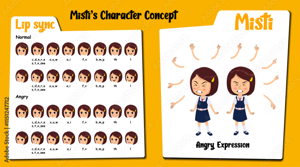 Angry girl cartoon. School girl cartoon. Angry girl face expressions ...