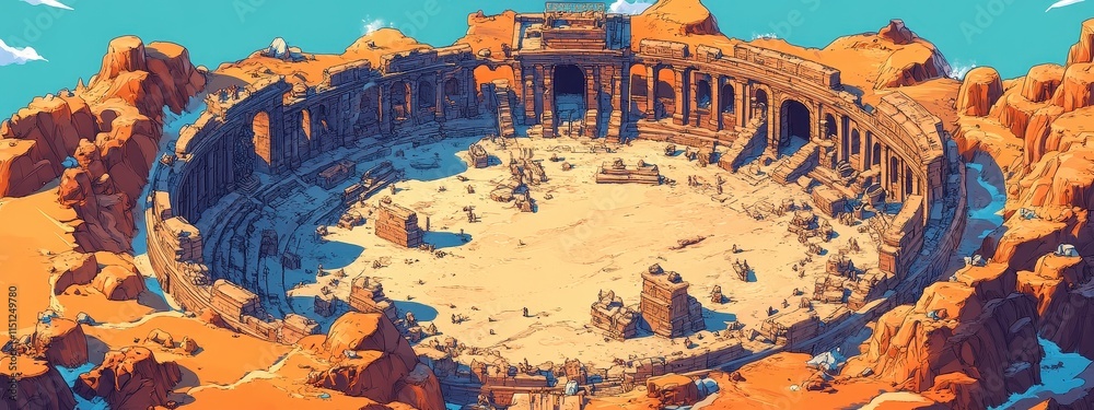 Game stone background arena portal battle magic fantasy illustration ...