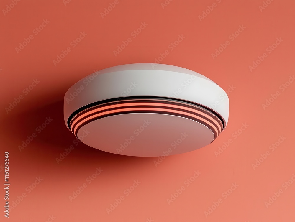 fire alarm and sensor. A detailed view of a laser-based smoke sensor ...